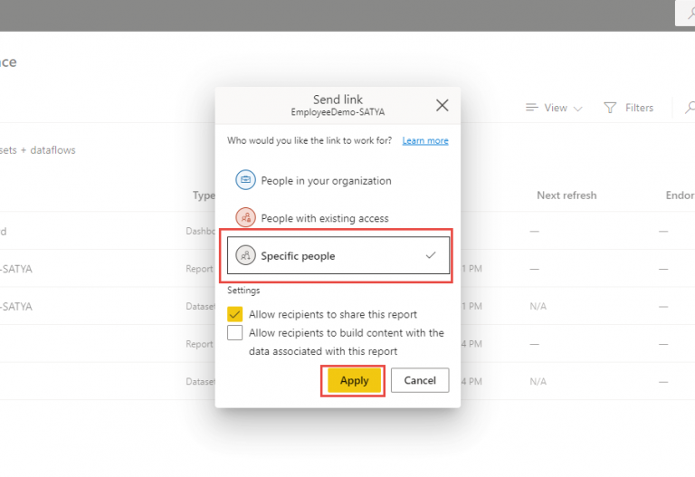 New Experience in Sharing Power BI Reports - Rijwan & Satya's Blog
